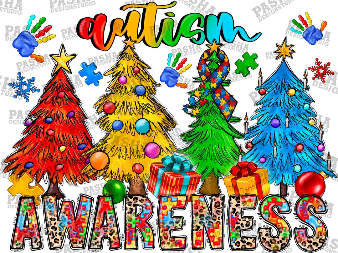Autism Awareness Christmas Trees Png, Autism Christmas Png, Autism ...