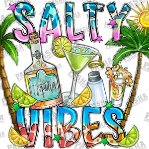 Salty Vibes Png Sublimation Design Png Summer Drink Summer - Etsy