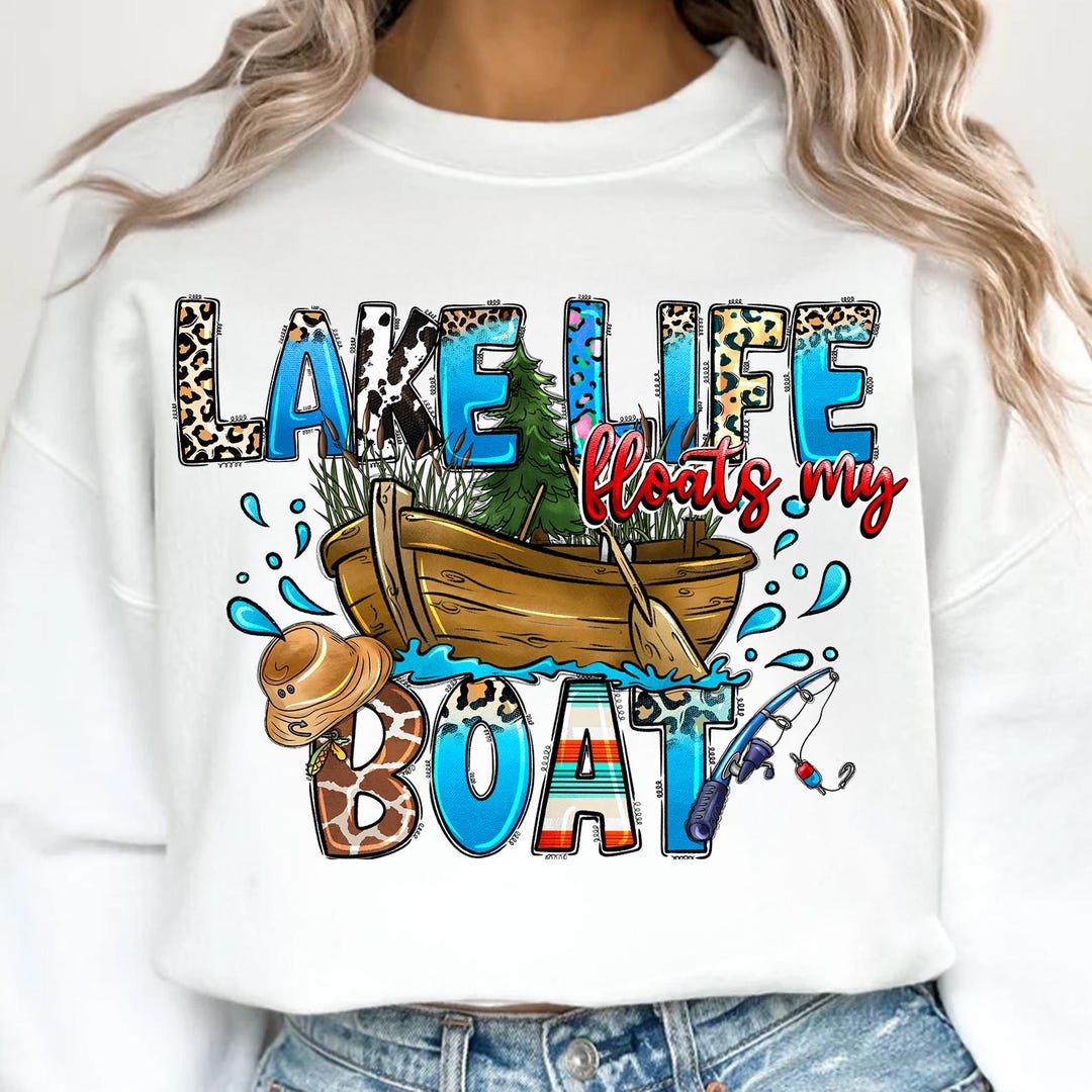 Western Lake Life Floats My Boat Png Sublimation Design, Serape Lake ...