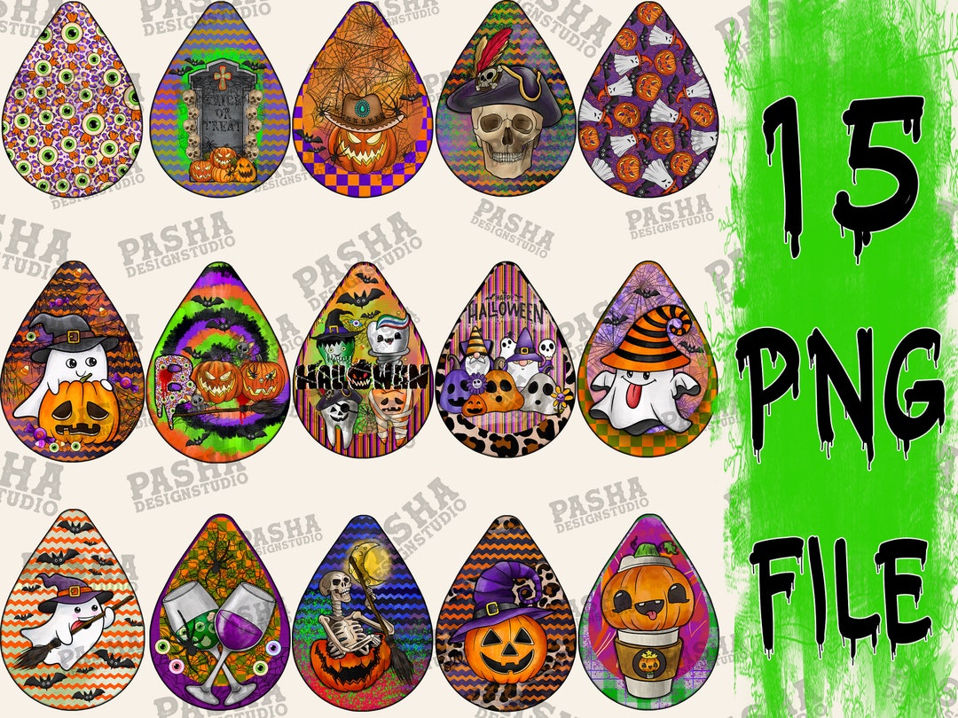 Halloween Png, Western Tear Drop Earrings Bundle, Digital PNG File ...