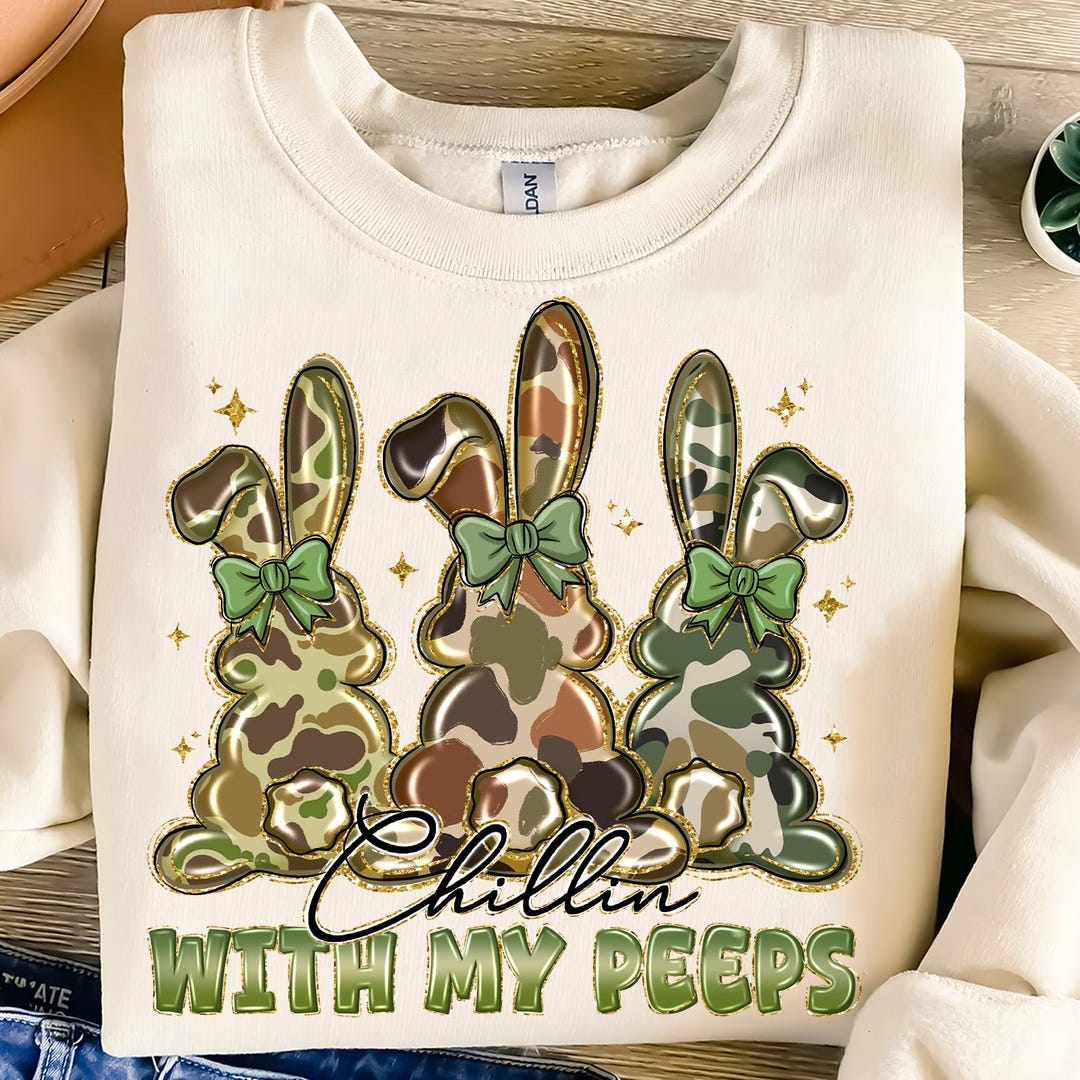 Chillin With My Peeps Camo Easter Png, Girl Easter Camo Png, Bunny Kids ...
