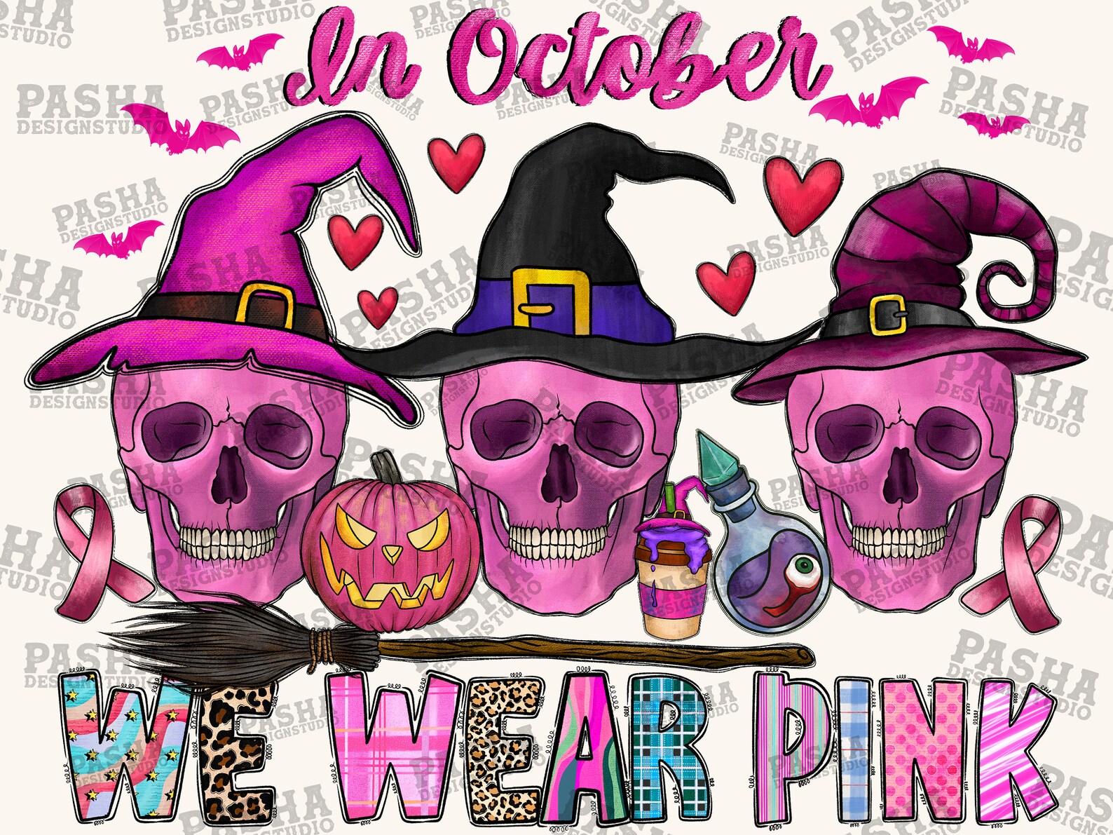 In October We Wear Pink Breast Cancer Awareness Png Pink - Etsy