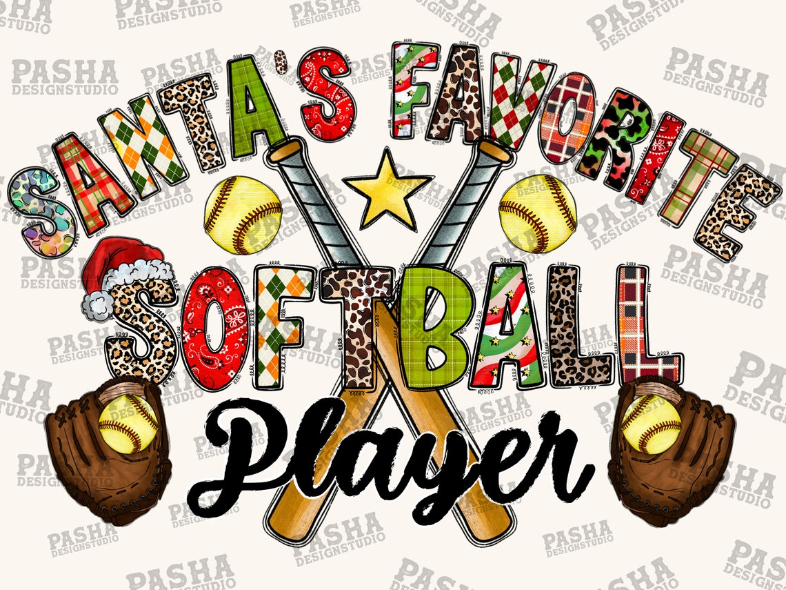 Santa's Favorite Softball Player Png Christmas - Etsy