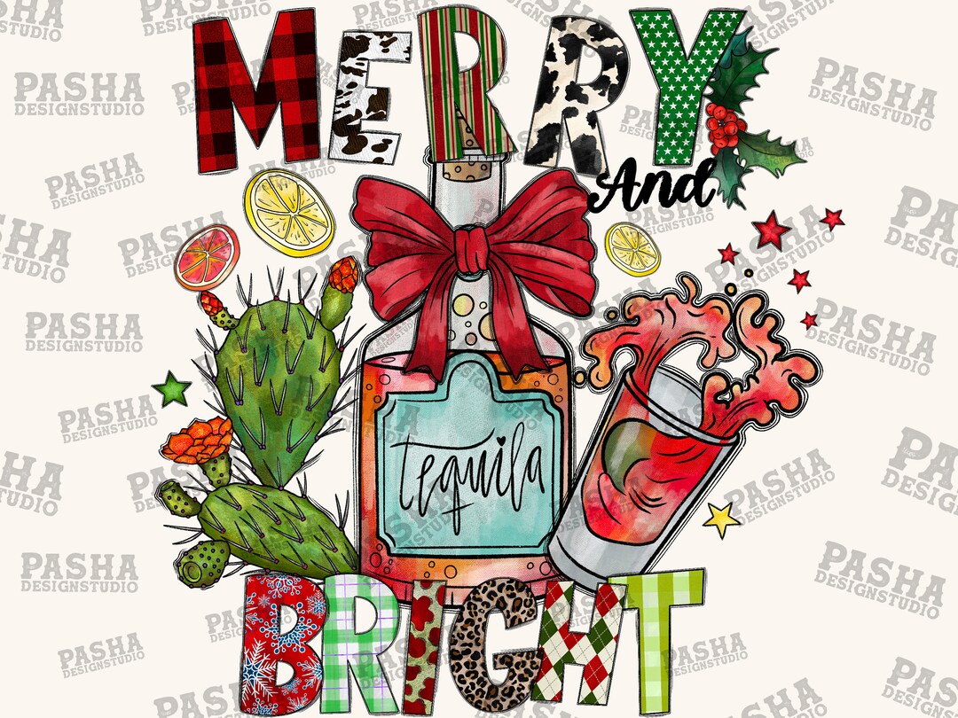 Tequila Png Sublimation Design, Merry Christmas Png, Margarita Png ...