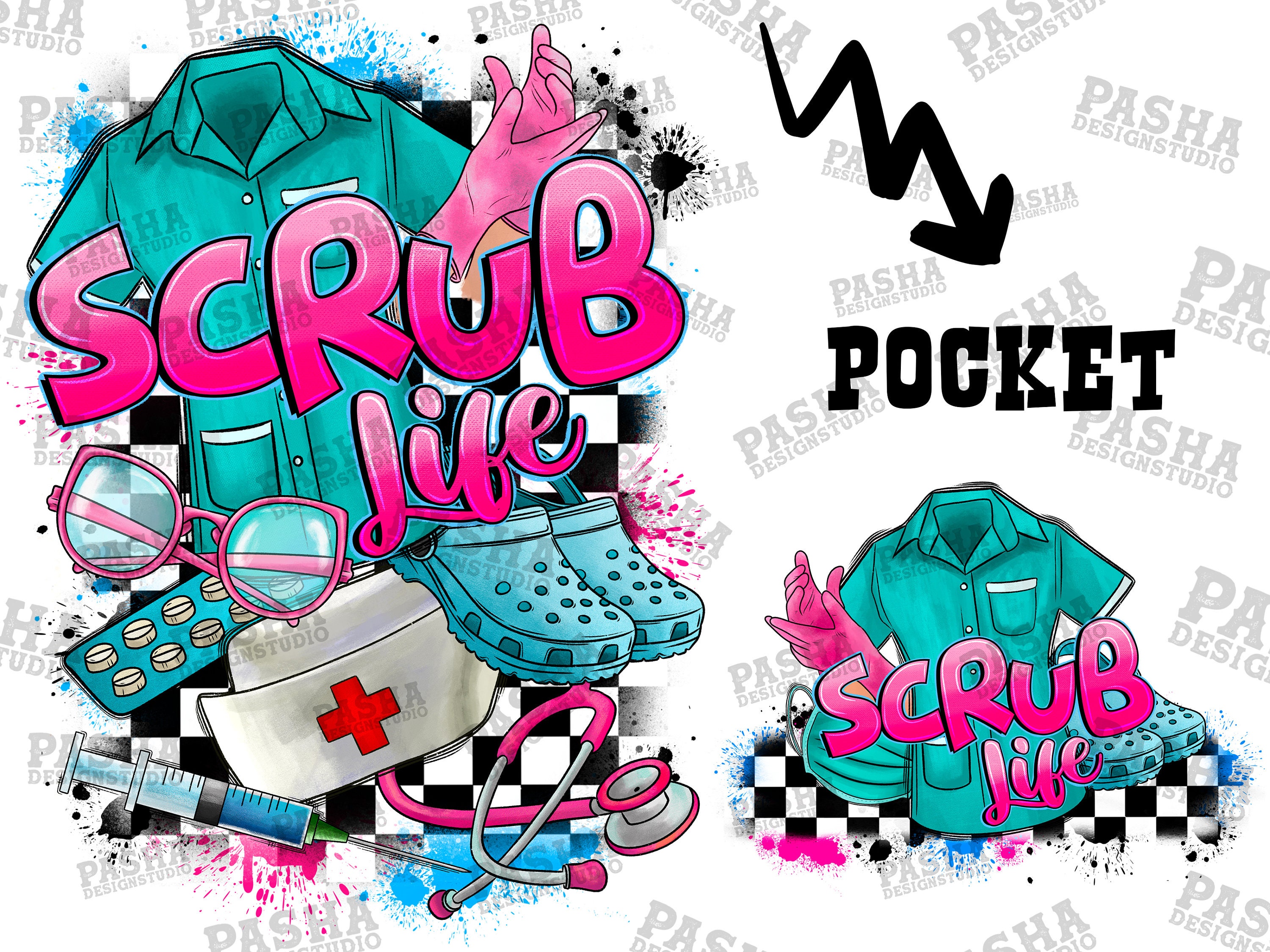 Scrub Life Png, Nurse Life Png, Smiley Face, Sublimation Design, Nurse ...