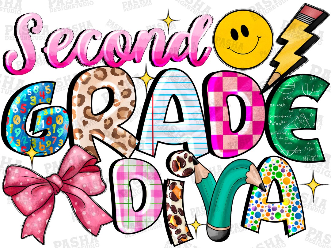 Second Grade Diva PNG, Girl 5th Grade Png, Back to School, First Day of ...