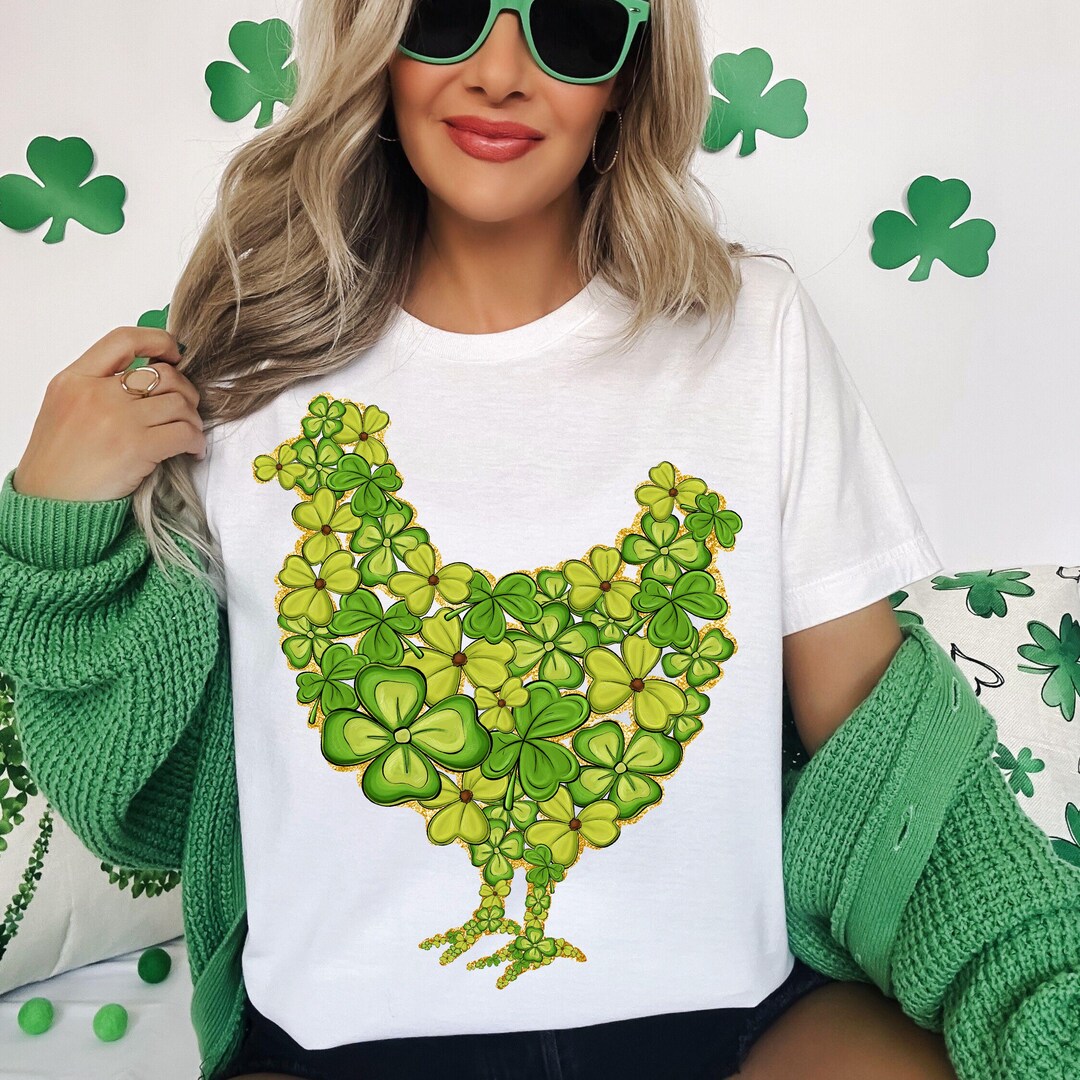 Floral Chicken Patricks Day Png, Shamrock Gloves Chicken Png, Patrick ...