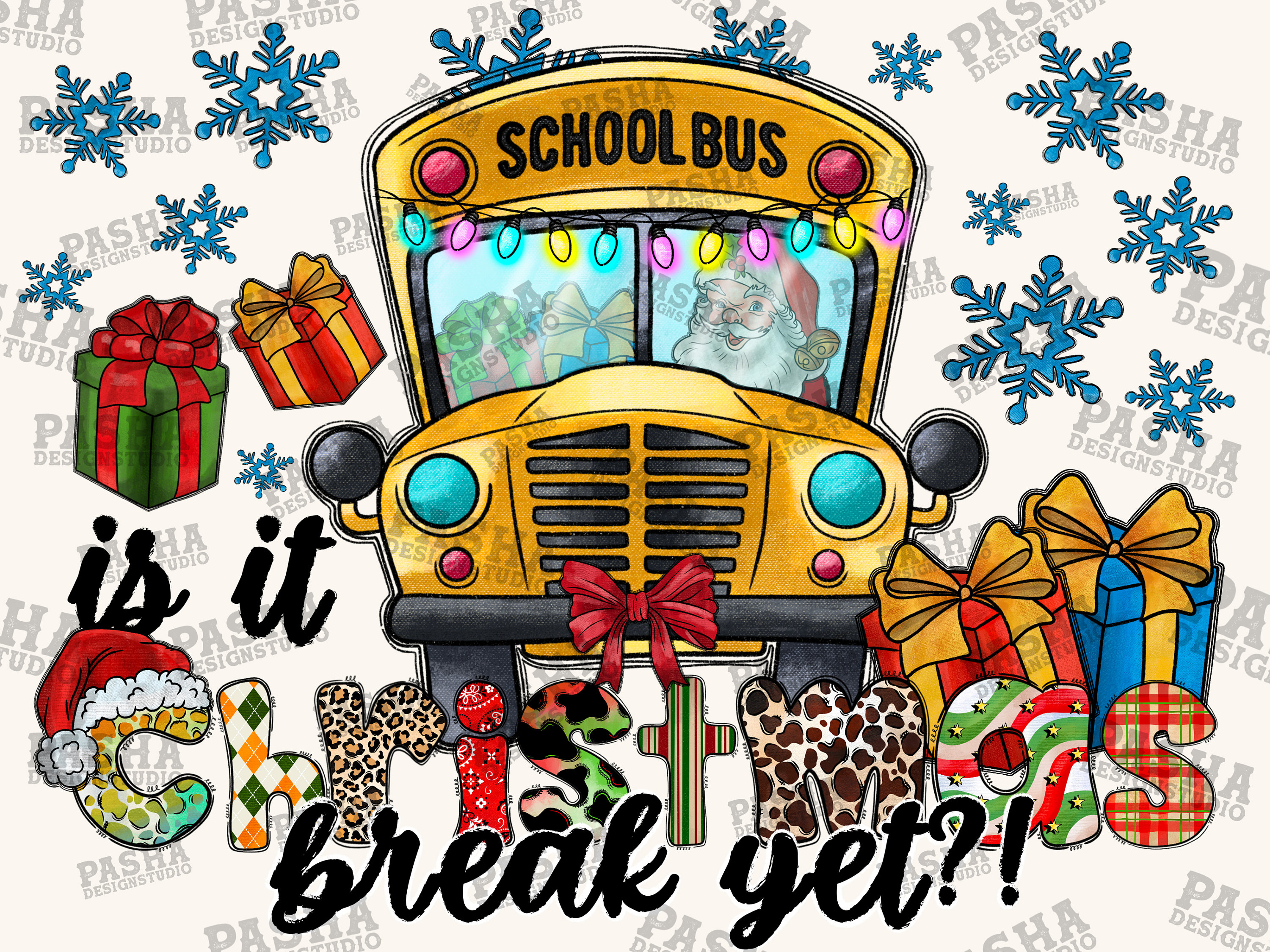 Christmas School Bus Clipart