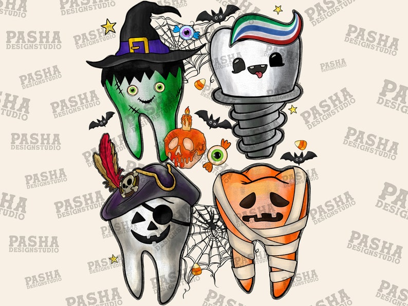 Halloween Tooth Pngspooky Pnghalloween Dental - Etsy