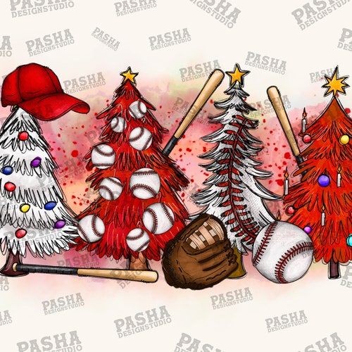 Christmas Baseball Trees Png Sublimation Design Download - Etsy
