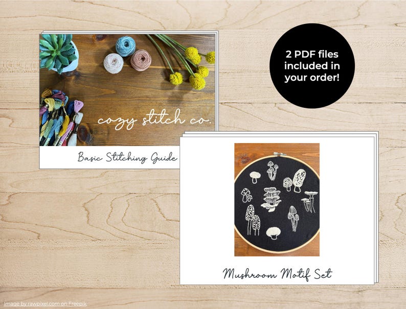 Hand Drawn PDF Embroidery Pattern | Mushroom Motif Set | Perfect for ...