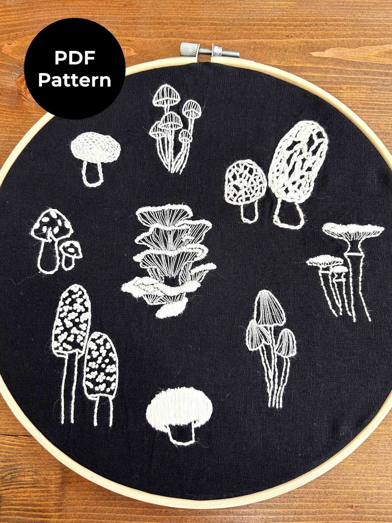 Hand Drawn PDF Embroidery Pattern | Mushroom Motif Set | Perfect for ...