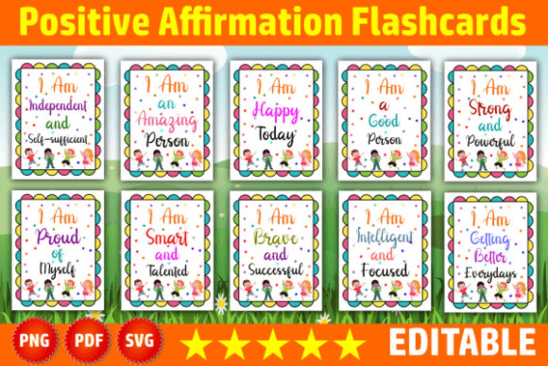 Positive Affirmation Cards Set Kids Positive Quotes Printable ...