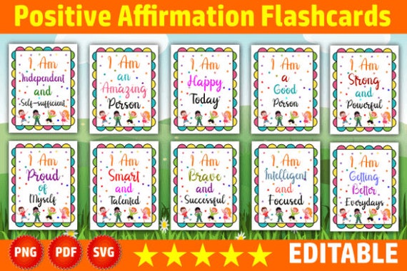 Positive Affirmation Cards Set Kids Positive Quotes - Etsy
