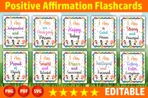 Positive Affirmation Cards Set Kids Positive Quotes Printable ...