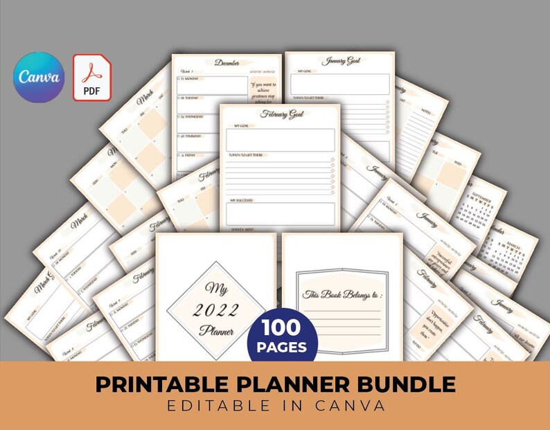 Elegant Minimalist Printable Planner Ultimate Downloadable - Etsy