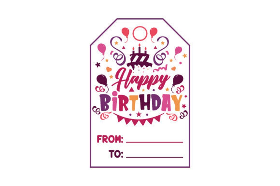 Happy Birthday Gift Tag Template Gift Label Cut File Gift Tag SVG ...