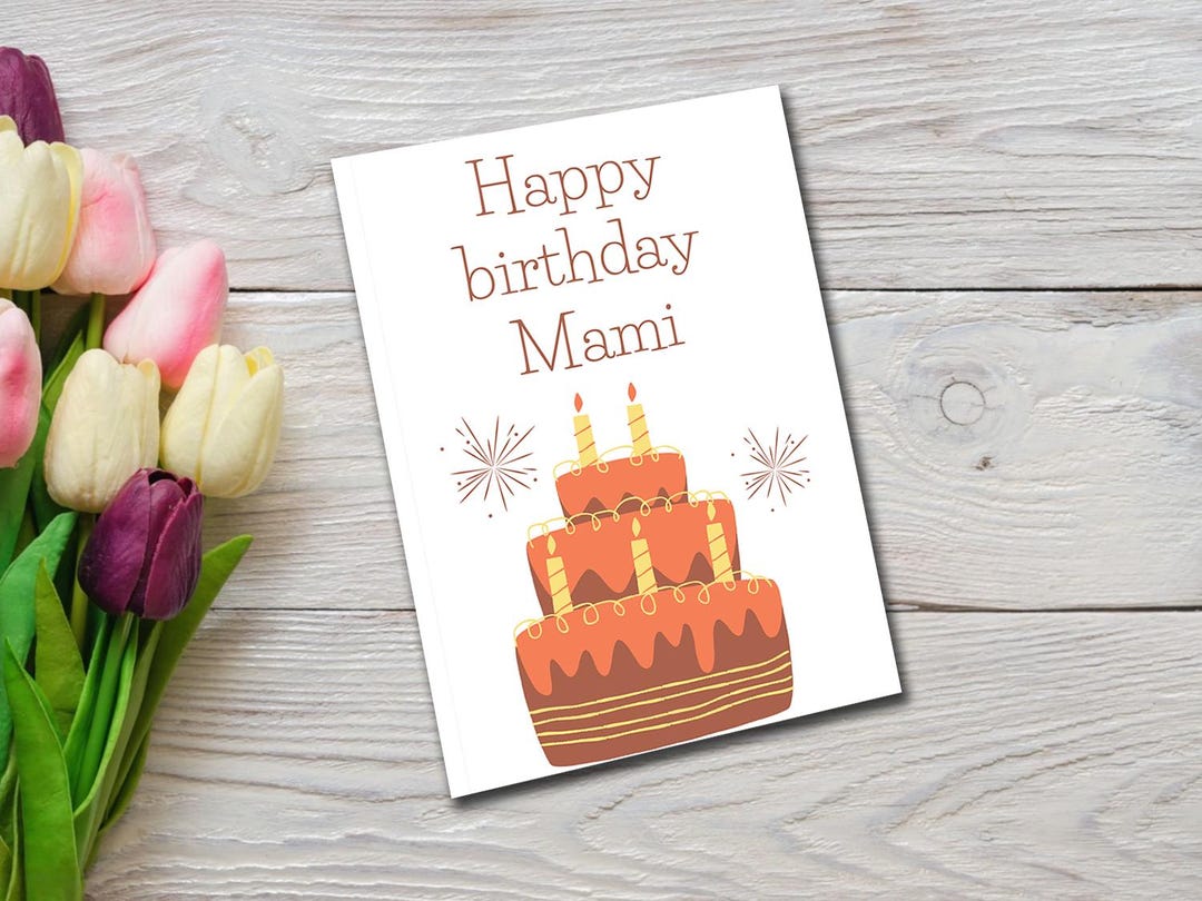Happy Birthday Mami, Greeting Card - Brown Cake and Candles Design ...