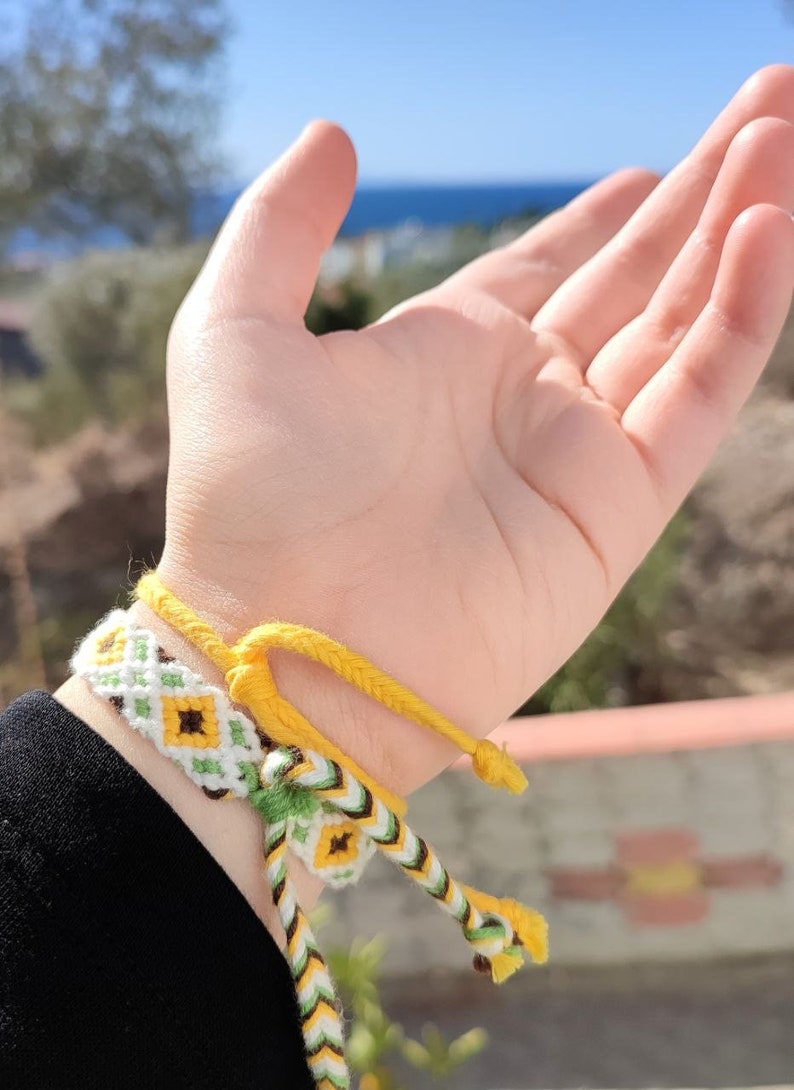 Sunflower Set, Spring, Friendship Bracelet, Handmade String Bracelet ...