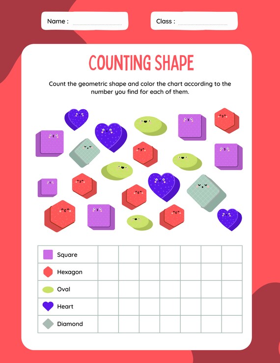Counting Shapes Worksheet - Etsy