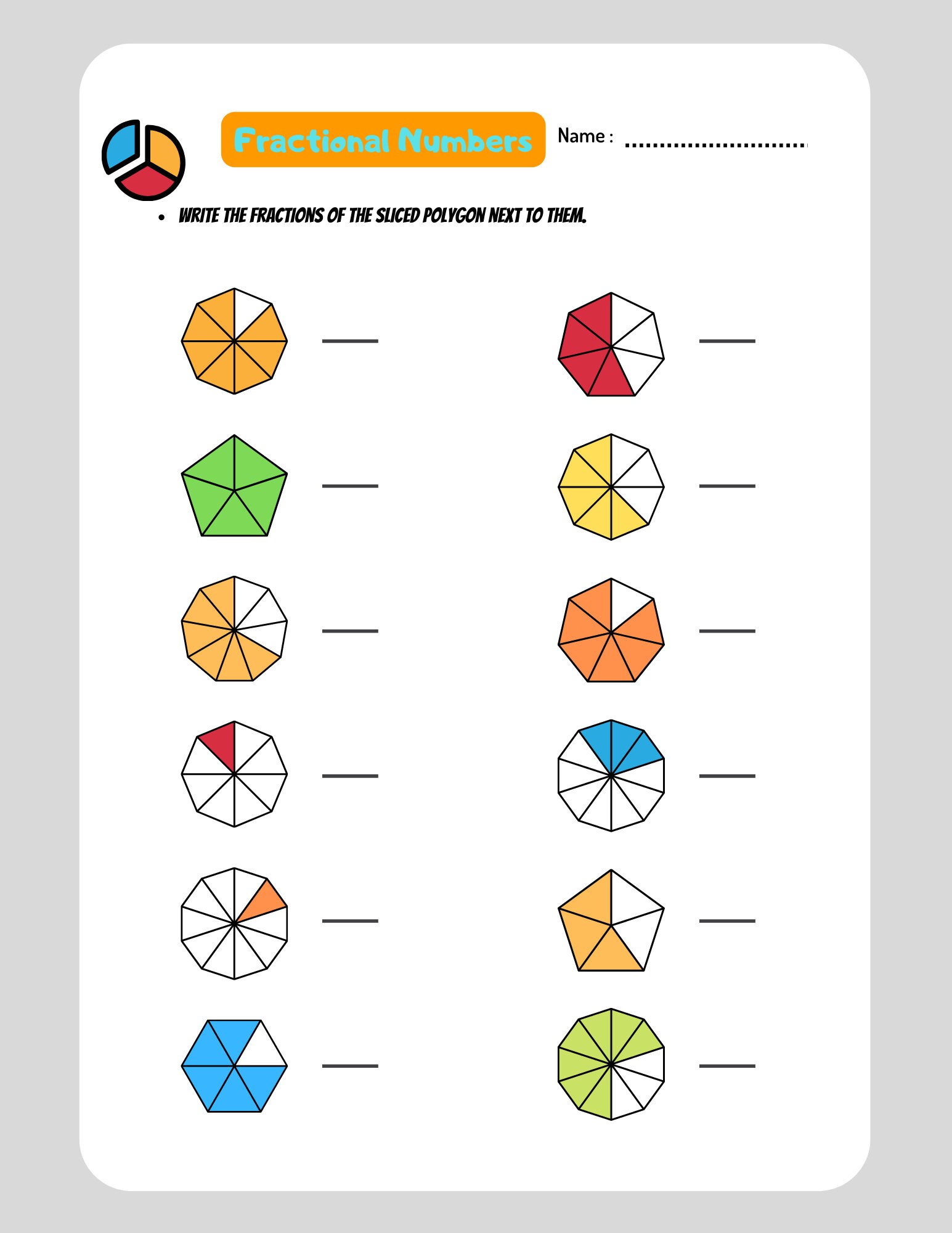 Fractions Worksheets - Etsy