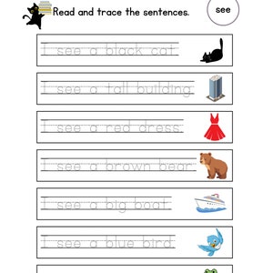 Sight Word Sentences (see) Worksheet - Etsy