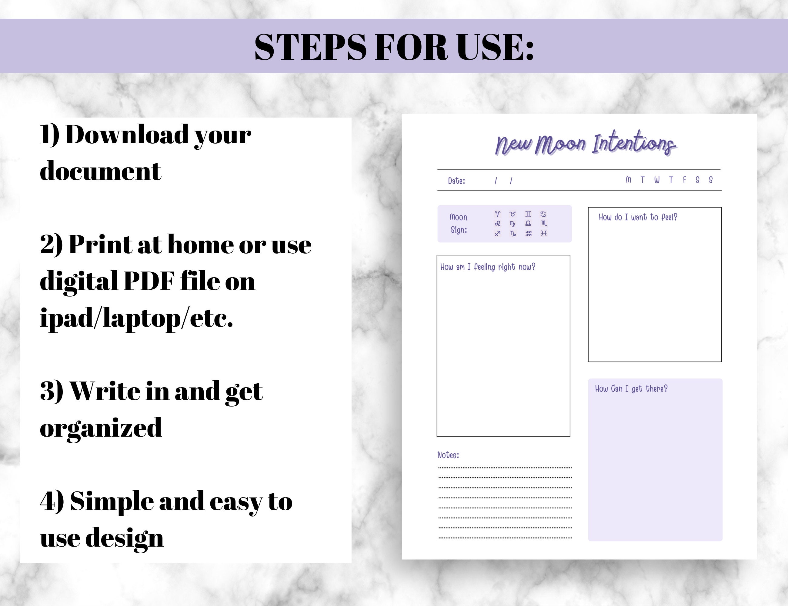 Printable Moon Journal Digital Moon Planner Moon Phase - Etsy UK