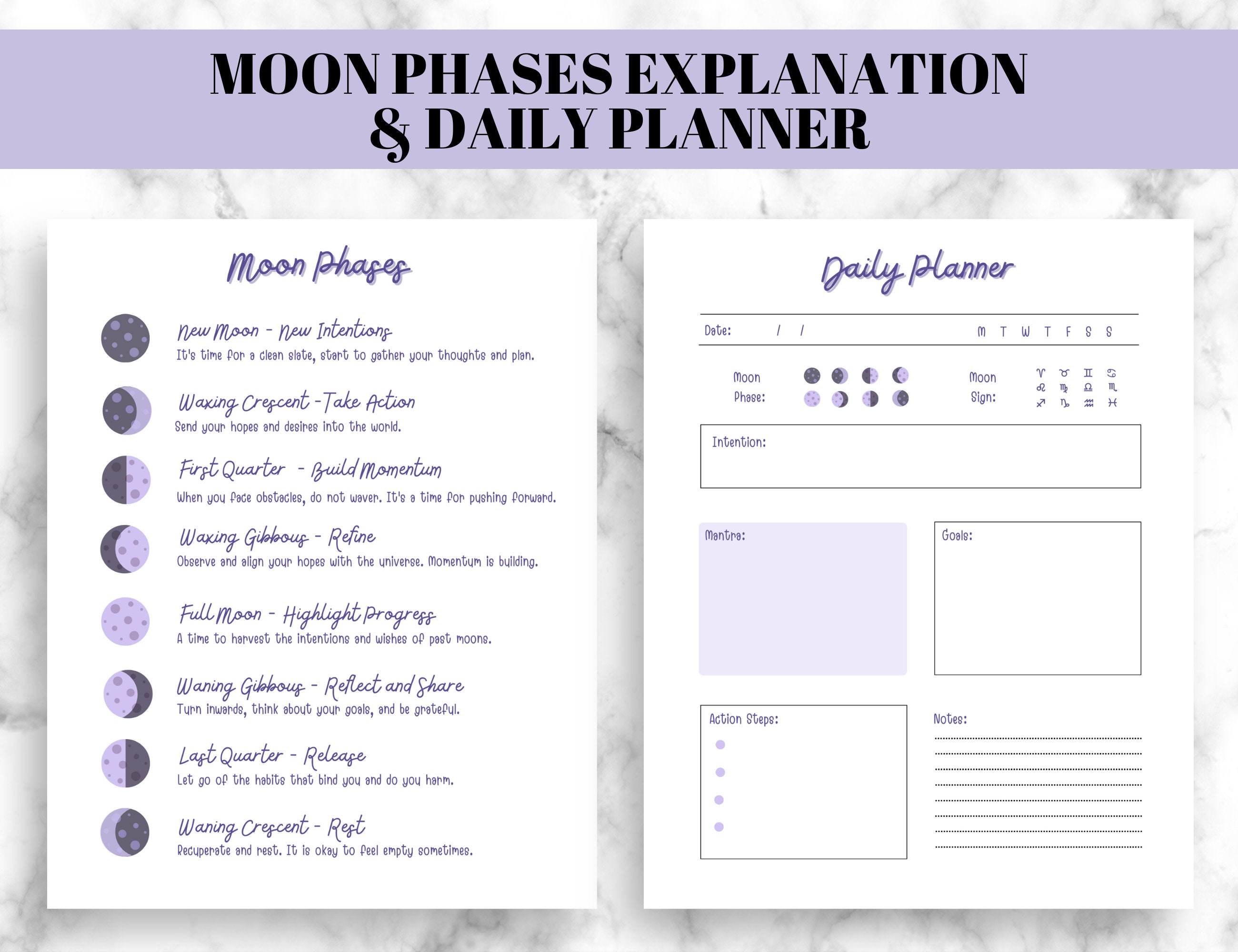 Printable Moon Journal Digital Moon Planner Moon Phase - Etsy UK