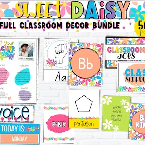 Bright Daisy Editable CLASSROOM DECOR Bundle | Elementary Classroom ...