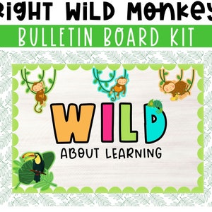 Wild About Learning Safari Classroom Bulletin | Monkey Summer Bulletin ...