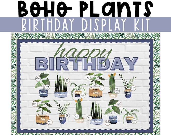 Plants Classroom Birthday Wall | PNG + PDF + Powerpoint | Editable ...
