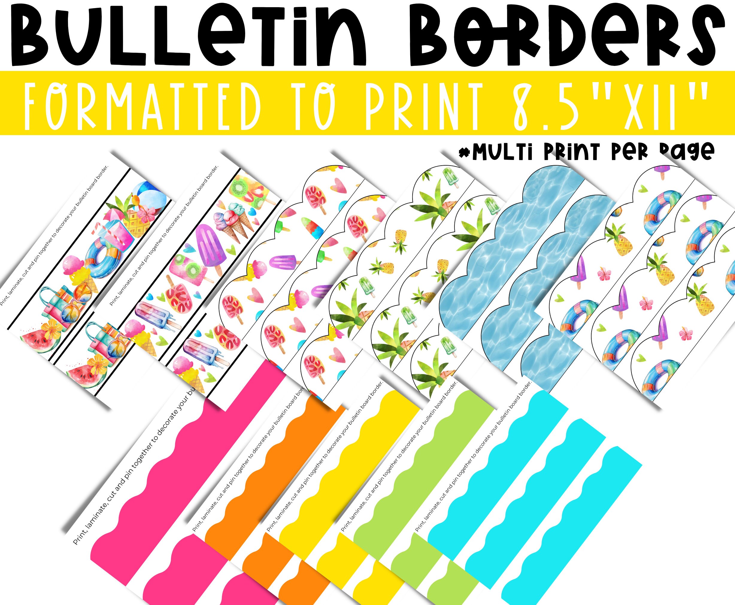 Bright Summer Pool Party Editable Bulletin Board Kit - Etsy