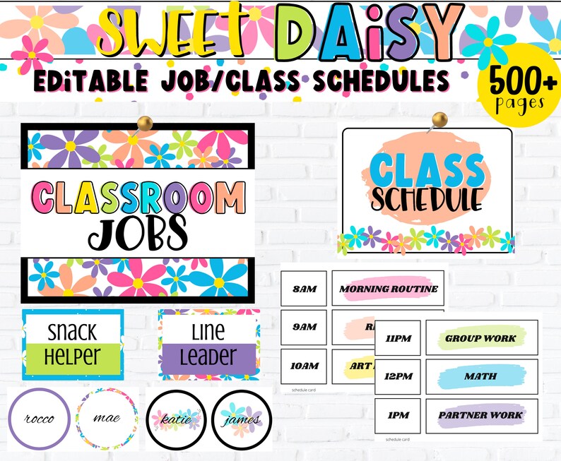 Bright Daisy Editable CLASSROOM DECOR Bundle Elementary - Etsy