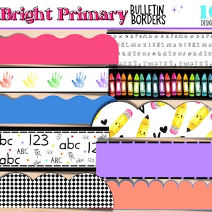 Bright Primary Bulletin Board Borders. Colorful Printable Classroom ...