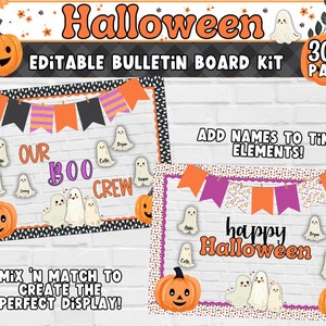 Halloween Theme Editable Holiday Classroom Decor Bundle | Modern ...