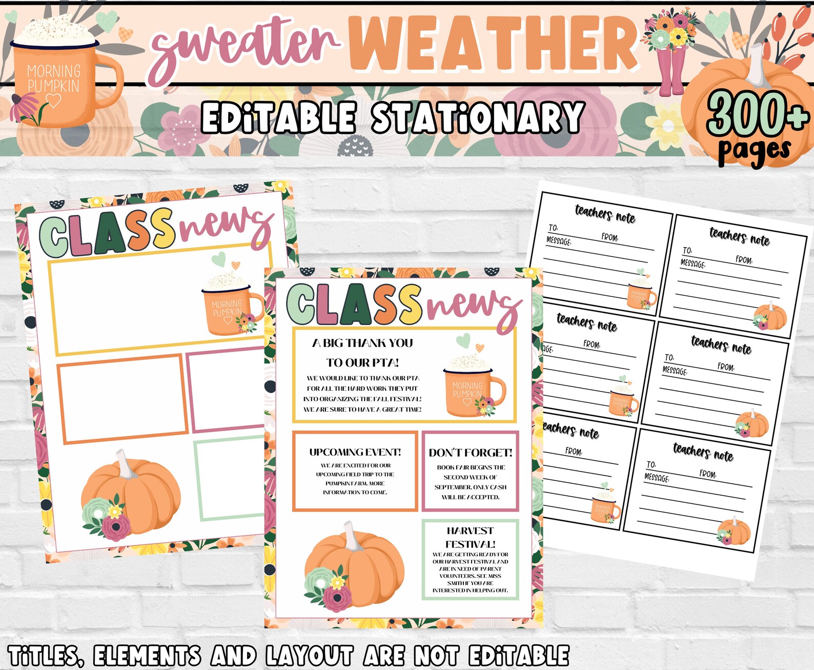 Pastel Pumpkin Fall Theme Editable Classroom Decor Bundle - Etsy