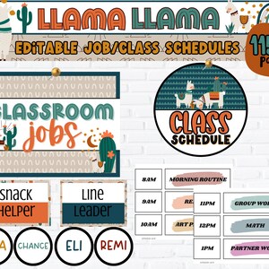 Llama Theme Editable Classroom Decor Bundle | Modern Elementary ...