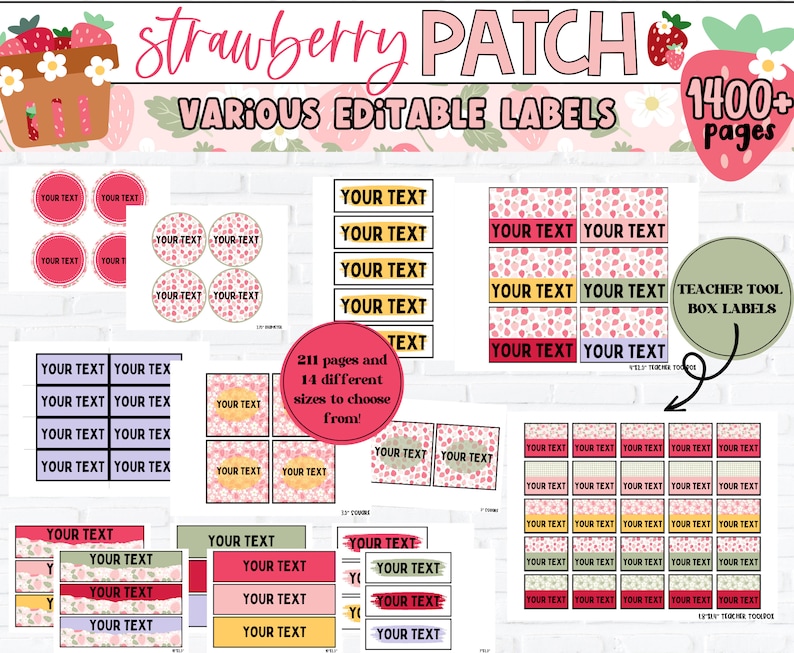 Strawberry Theme Editable CLASSROOM DECOR Bundle | Elementary Classroom ...