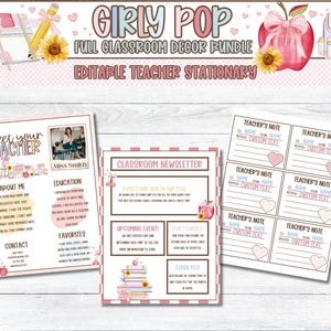 Girly Pop Theme Editable CLASSROOM DECOR Bundle | Elementary Classroom ...