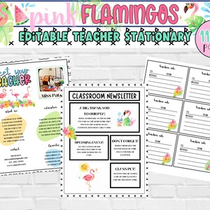 Flamingo Summer Theme Editable CLASSROOM DECOR Bundle | Elementary ...