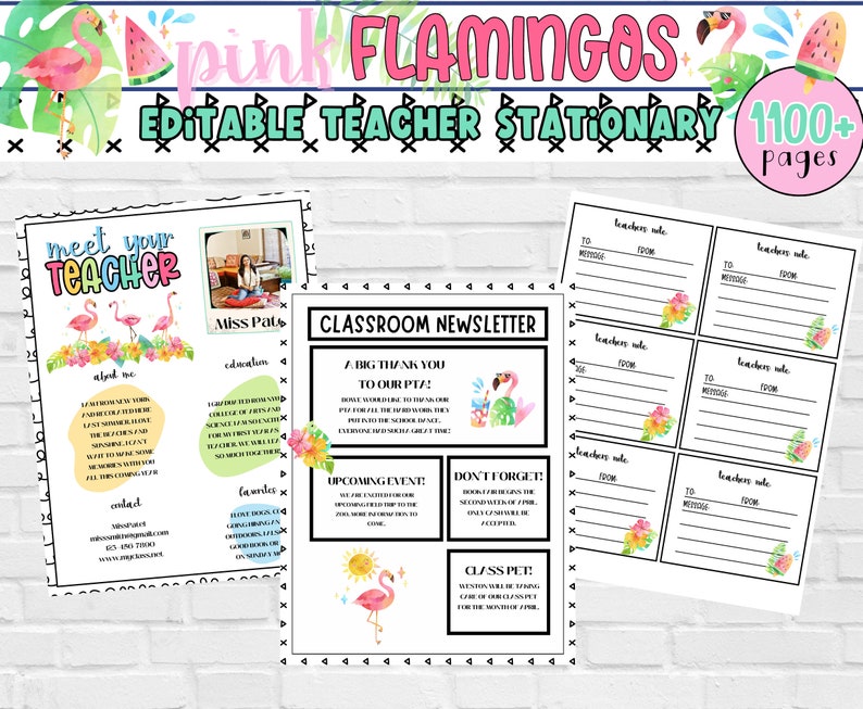 Flamingo Summer Theme Editable CLASSROOM DECOR Bundle | Elementary ...