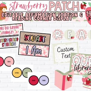 Strawberry Theme Editable CLASSROOM DECOR Bundle | Elementary Classroom ...
