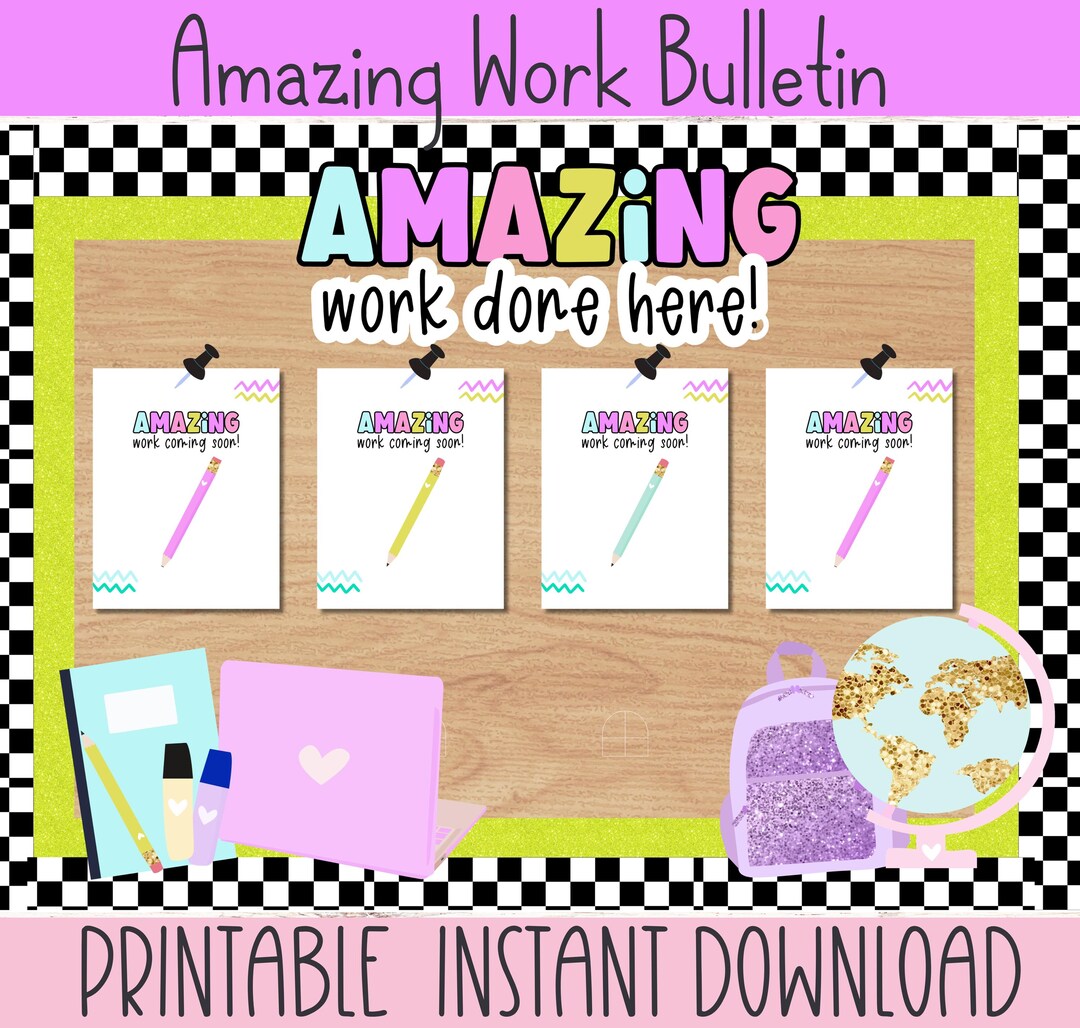 Amazing Work Bulletin Board Kit. Printable Student Work Bulletin Board ...