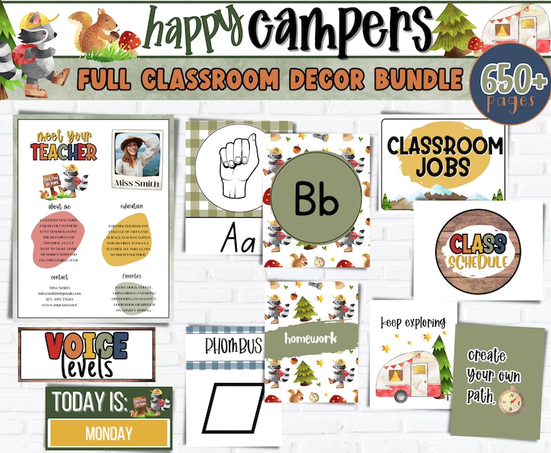 Summer Camp Theme CLASSROOM DECOR Bundle Elementary Classroom Decor ...