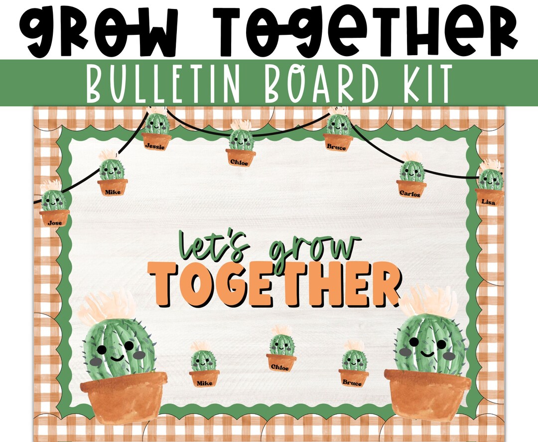 Boho Cacti Grow Together School Bulletin Board Kit | Easy and Modern ...