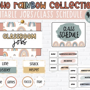 Boho Rainbow CLASSROOM DECOR Full Bundle Meet the Teacher | Shapes ...