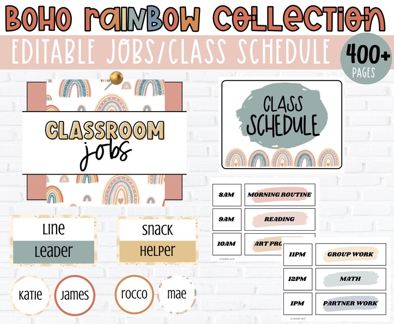 Boho Rainbow CLASSROOM DECOR Full Bundle Meet the Teacher - Etsy