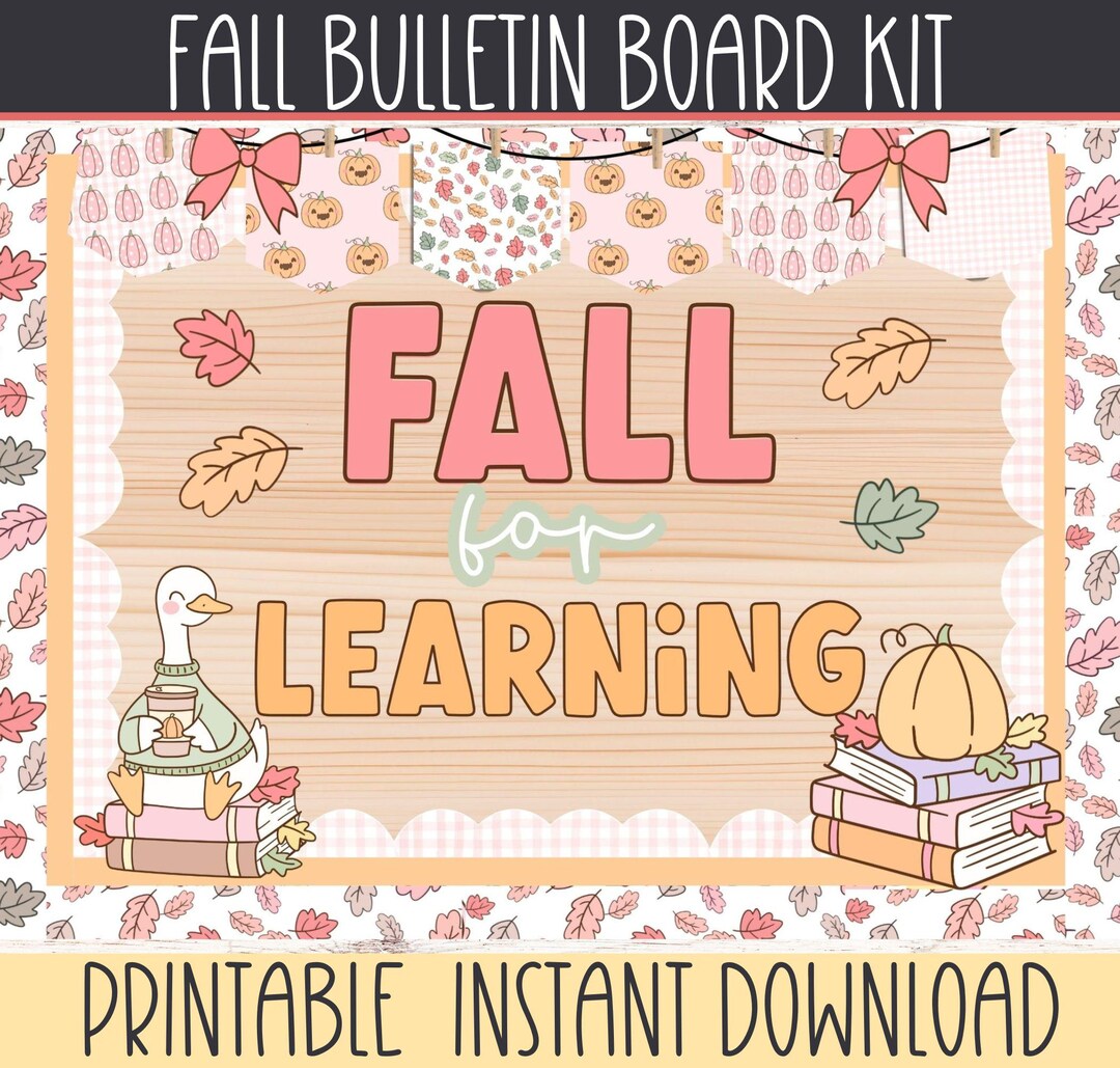 Cute Autumn Classroom Bulletin Board Kit | Fall Leaves, Goose Theme ...