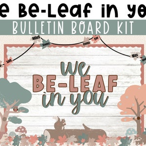 Be Leaf in Yourself Boho Fall Bulletin Board Kit | DIY Fall Bulletin ...