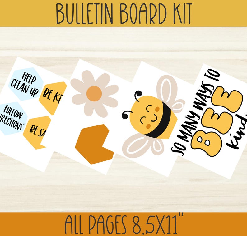 Cute Bee Bulletin Board Kit | Printable Honey Bee Bulletin Board Kit ...
